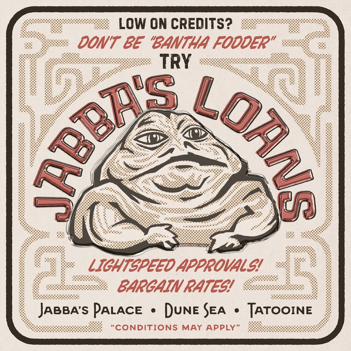 Star Wars Jabba’s Loans 20” x 20” Tin Sign – Holocron Toy Store